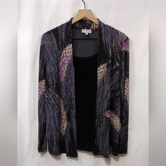 JM Collection | Tops | Jm Collection Animal Print Feather Layered ...